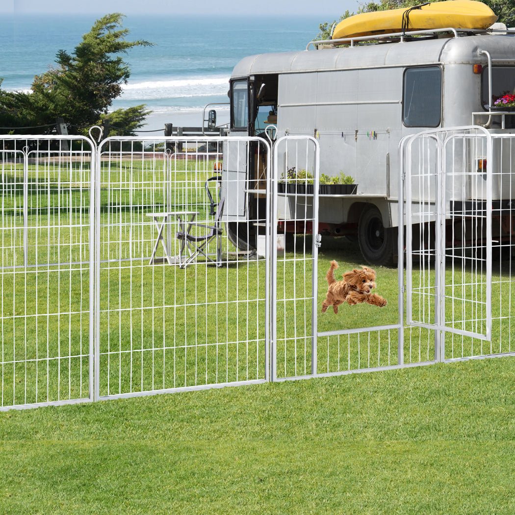 8 Panel 32'' Puppy Exercise Playpen Enclosure - White | House Of Pets ...