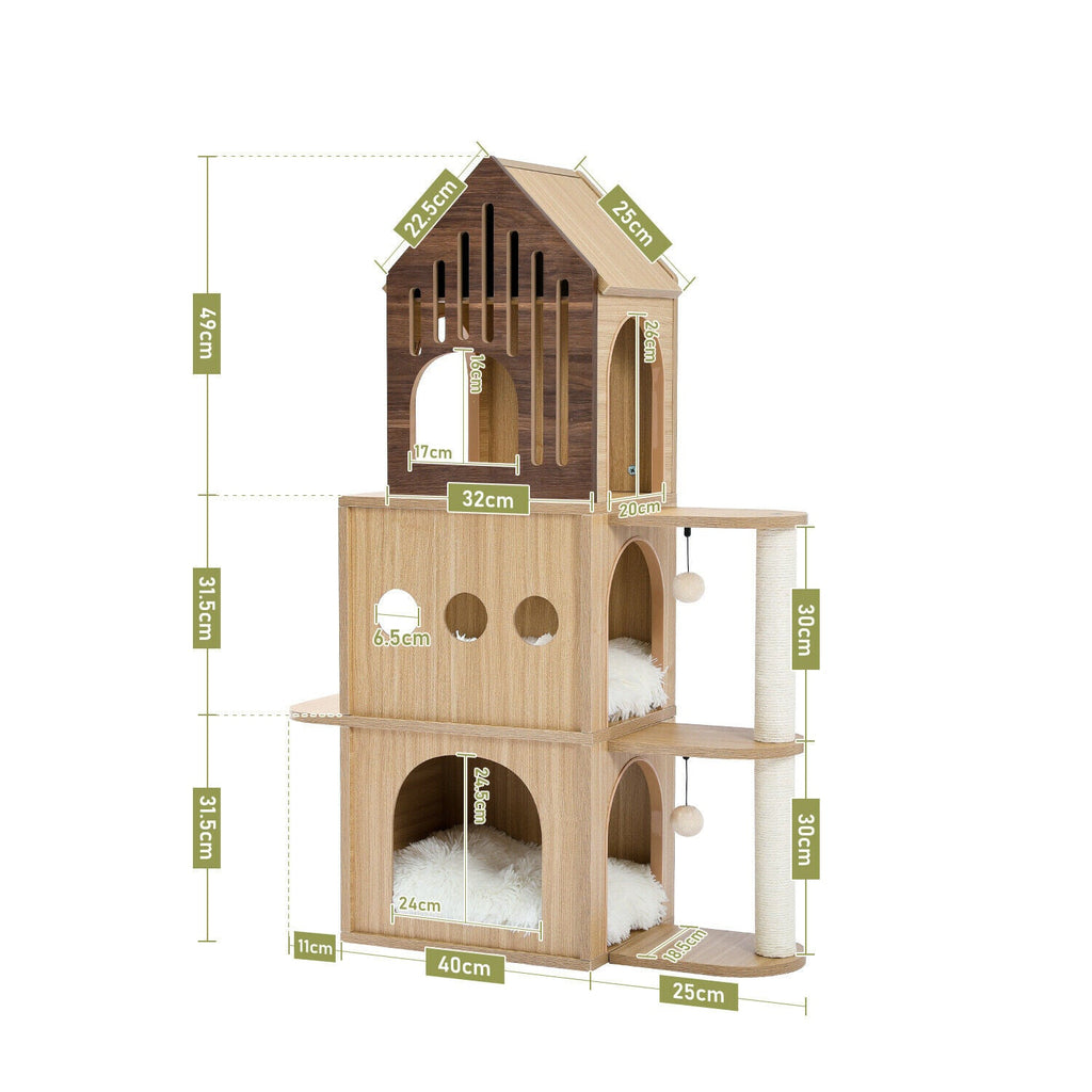 Luxury Wooden Cat Castle House With Storage Space | House Of Pets ...