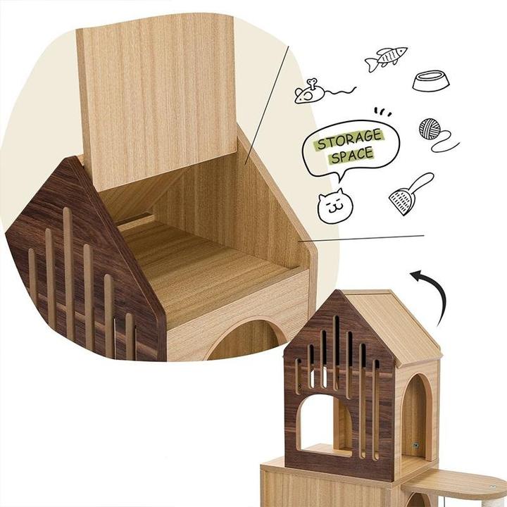Luxury Wooden Cat Castle House With Storage Space | House Of Pets ...