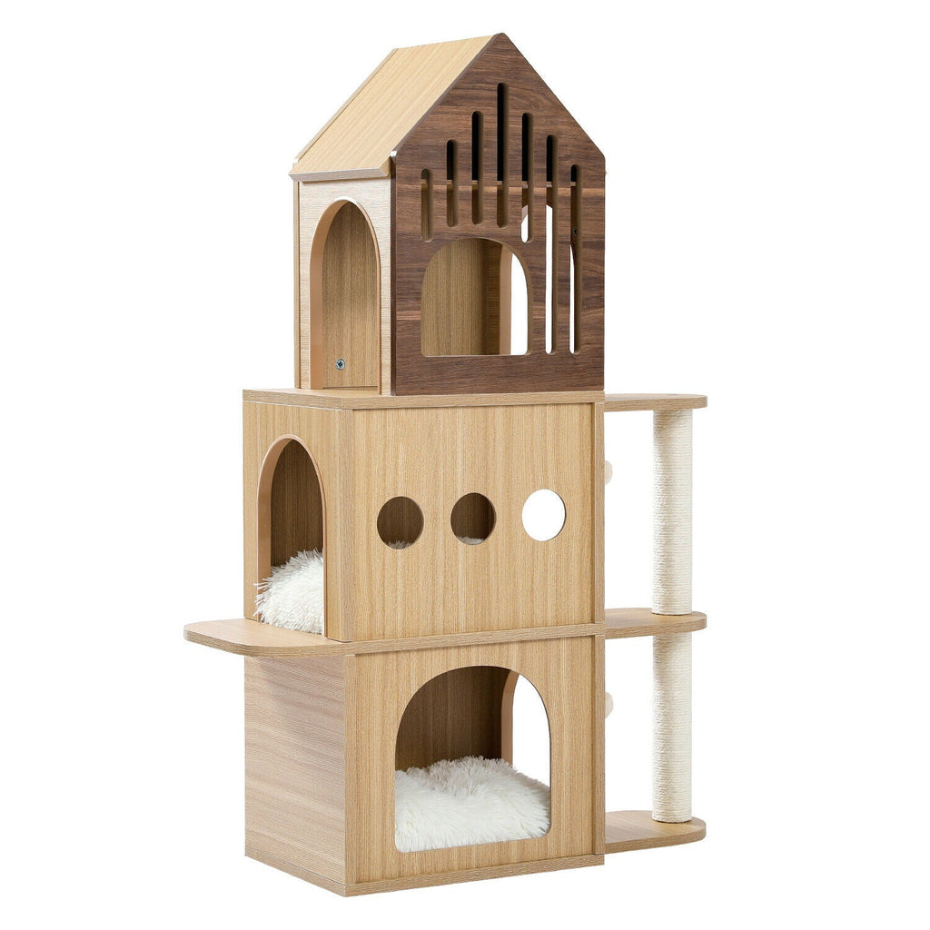 Luxury Wooden Cat Castle House With Storage Space | House Of Pets ...