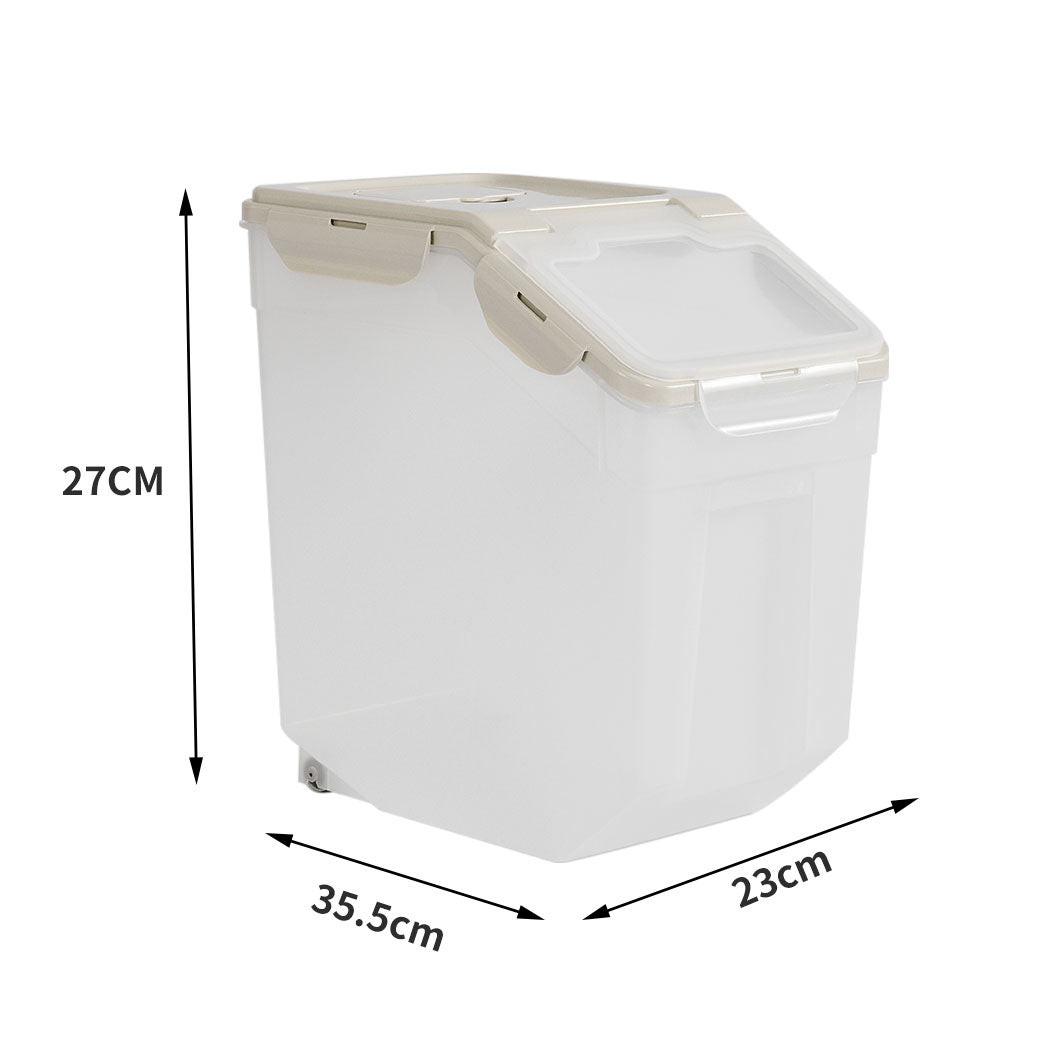 Pet Food Container Dog Cat Feeding Feeder Storage Box With Wheel 5L ...